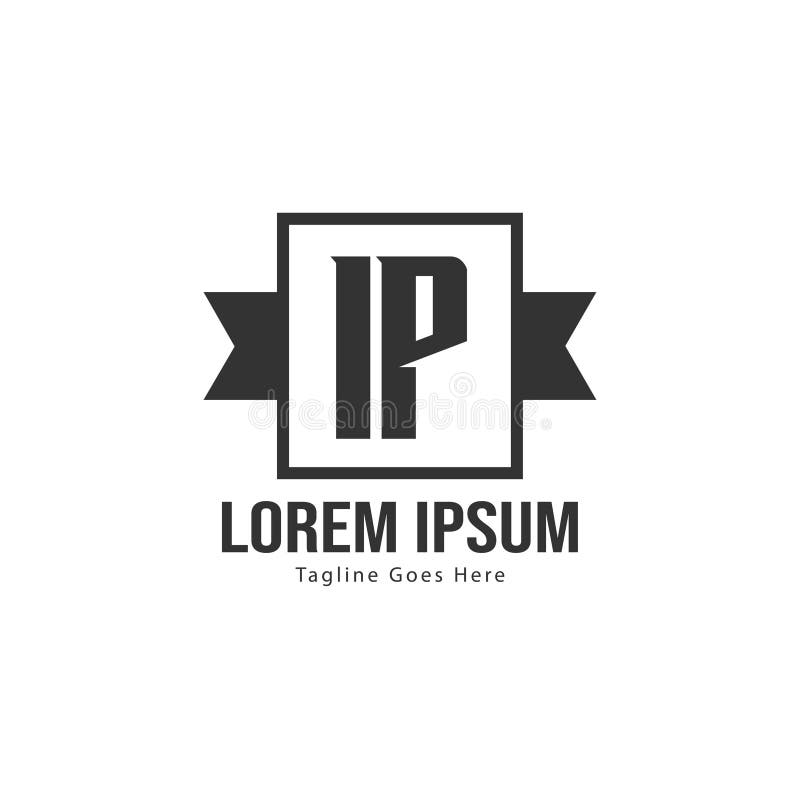 Initial IP Logo Template with Modern Frame. Minimalist IP Letter Logo ...