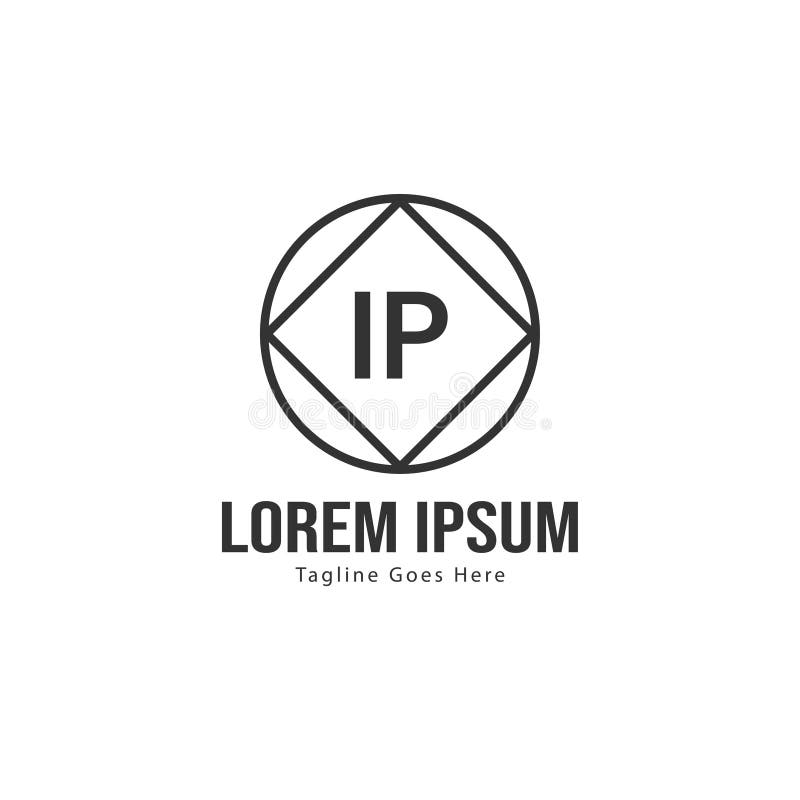 Initial IP Logo Template with Modern Frame. Minimalist IP Letter Logo ...