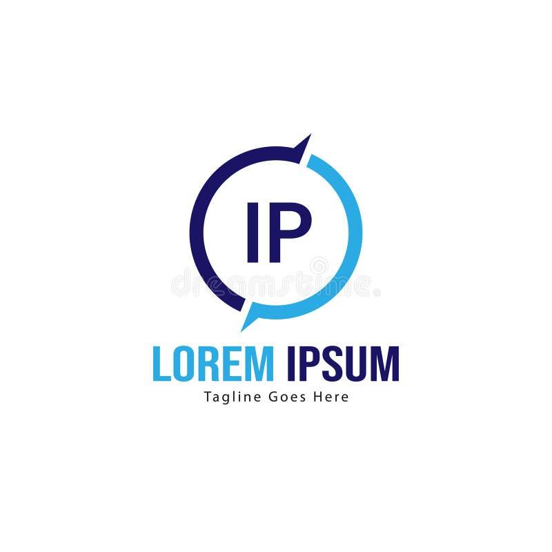 Initial IP Logo Template with Modern Frame. Minimalist IP Letter Logo ...