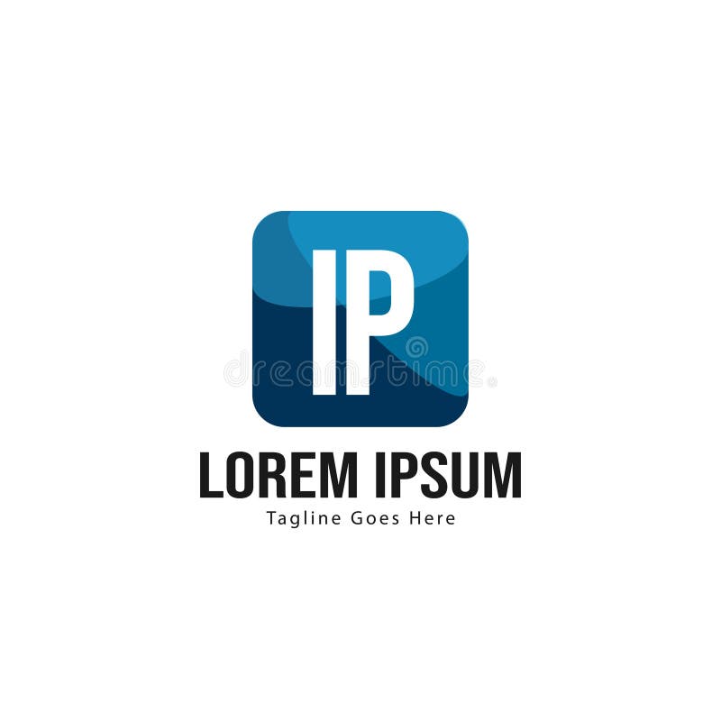 Initial IP Logo Template with Modern Frame. Minimalist IP Letter Logo ...