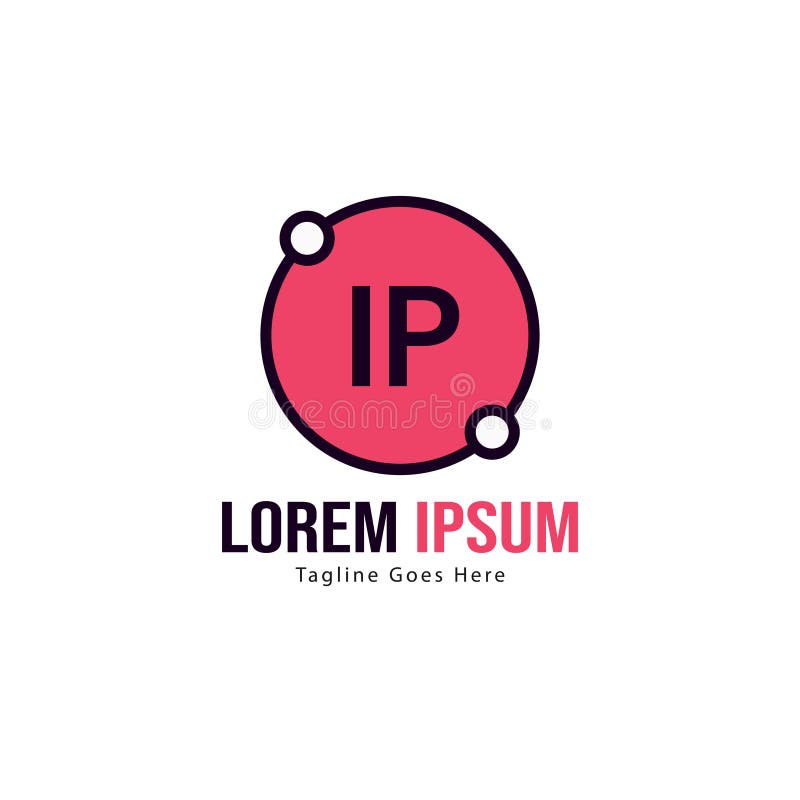 Initial IP Logo Template with Modern Frame. Minimalist IP Letter Logo ...
