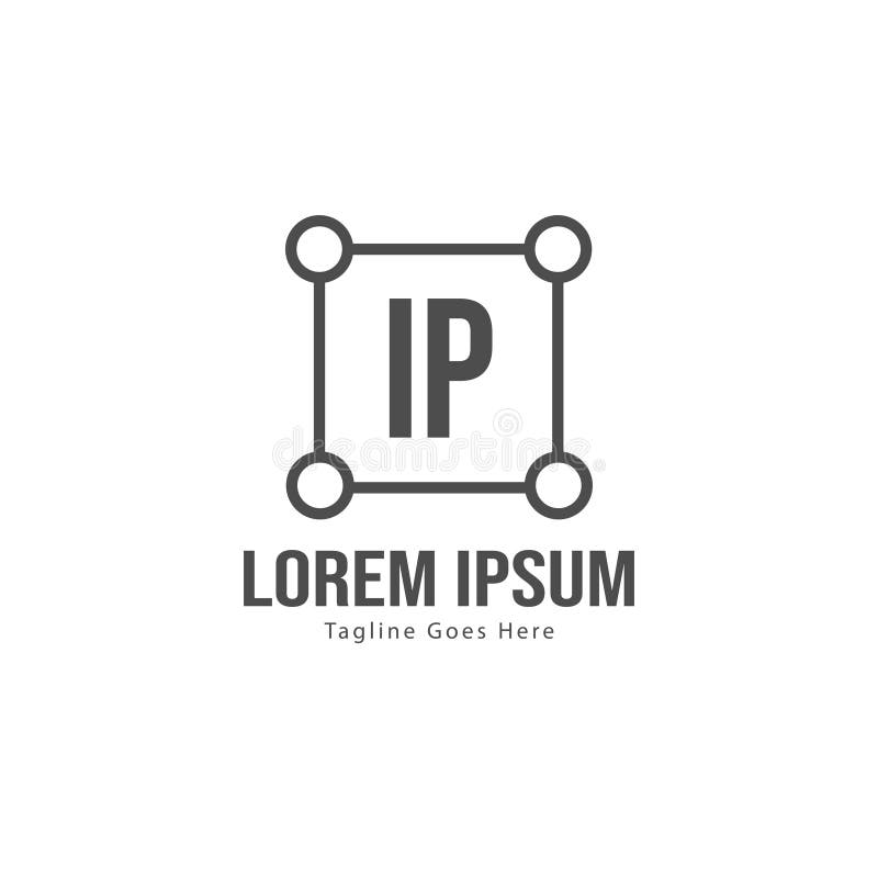 Initial IP Logo Template with Modern Frame. Minimalist IP Letter Logo ...