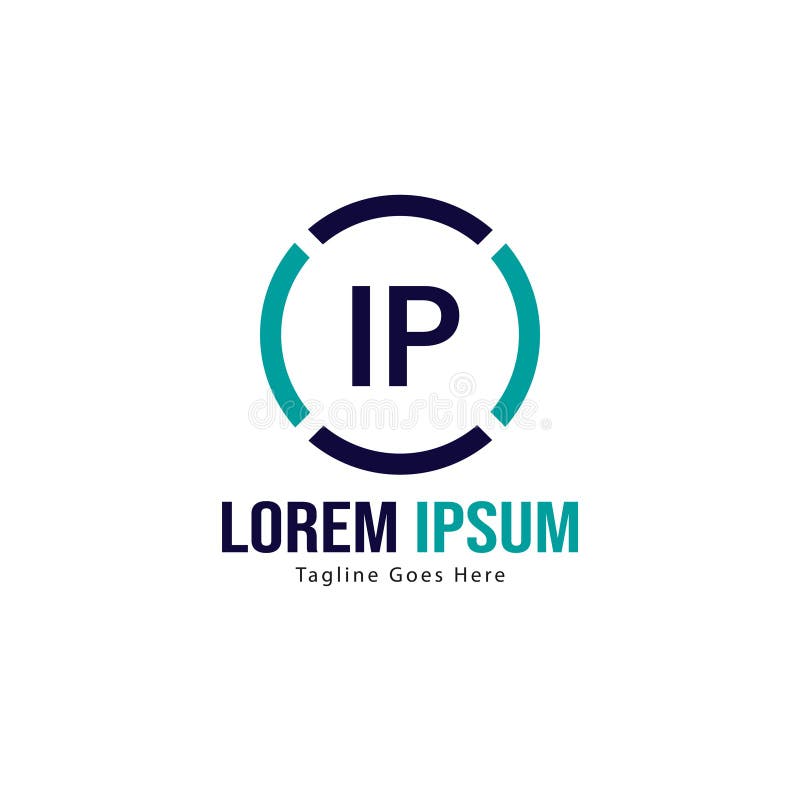 Initial IP Logo Template with Modern Frame. Minimalist IP Letter Logo ...