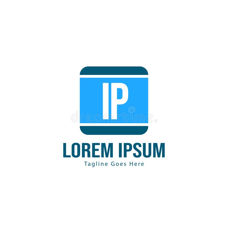 Initial IP Logo Template with Modern Frame. Minimalist IP Letter Logo ...
