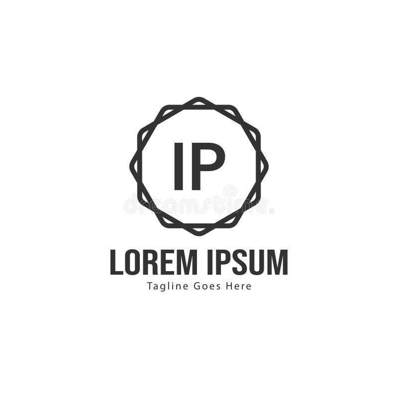 Initial IP Logo Template with Modern Frame. Minimalist IP Letter Logo ...