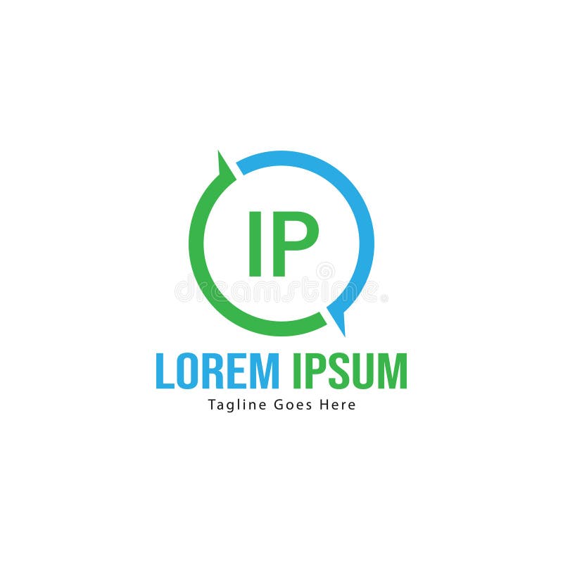 Initial IP Logo Template with Modern Frame. Minimalist IP Letter Logo ...