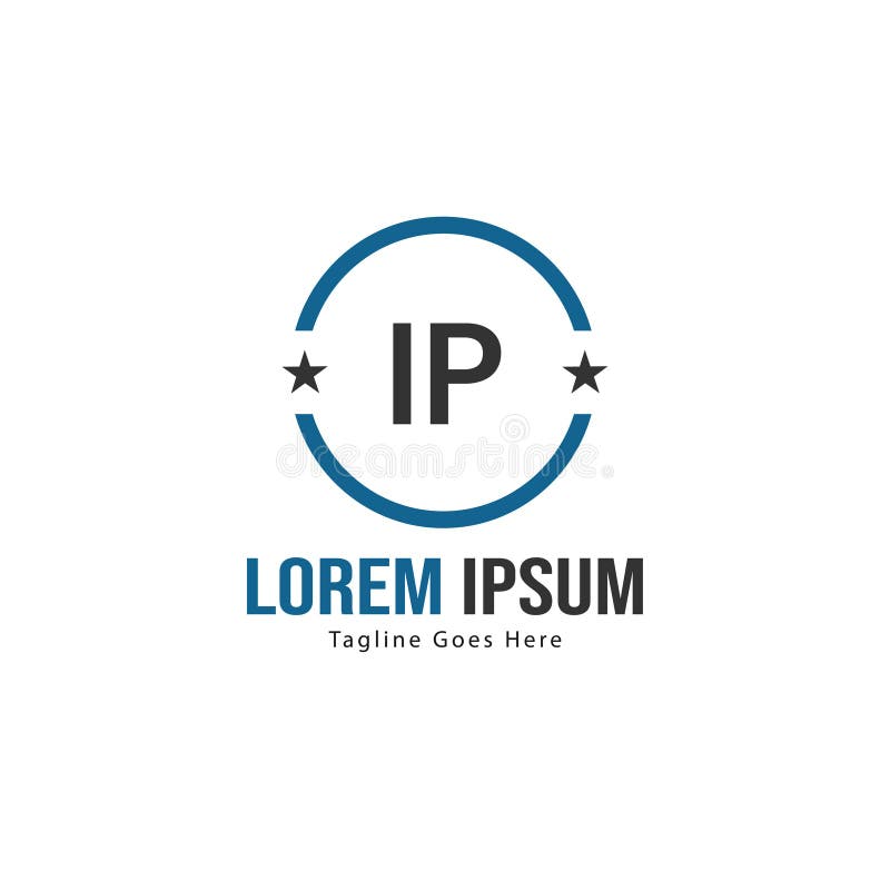 Initial IP Logo Template with Modern Frame. Minimalist IP Letter Logo ...
