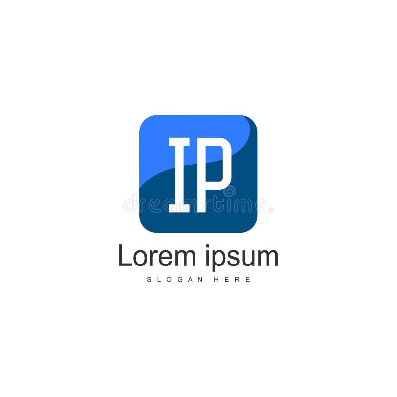 Initial IP Logo Template with Modern Frame. Minimalist IP Letter Logo ...