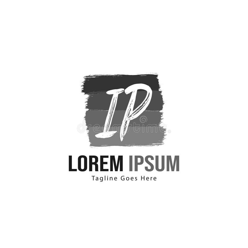 Initial IP Logo Template with Modern Frame. Minimalist IP Letter Logo ...