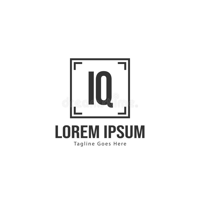 Initial IQ Logo Template with Modern Frame. Minimalist IQ Letter Logo ...