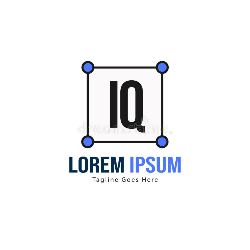 Initial IQ Logo Template with Modern Frame. Minimalist IQ Letter Logo ...