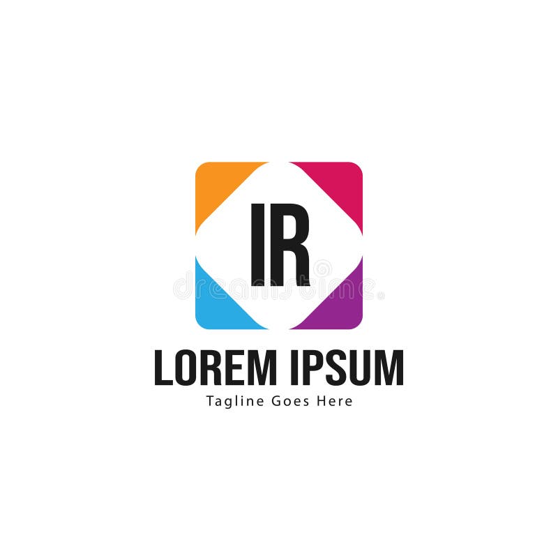Initial IR Logo Template with Modern Frame. Minimalist IR Letter Logo ...