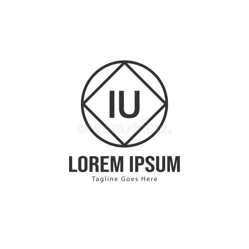 Initial IU Logo Template with Modern Frame. Minimalist IU Letter Logo ...