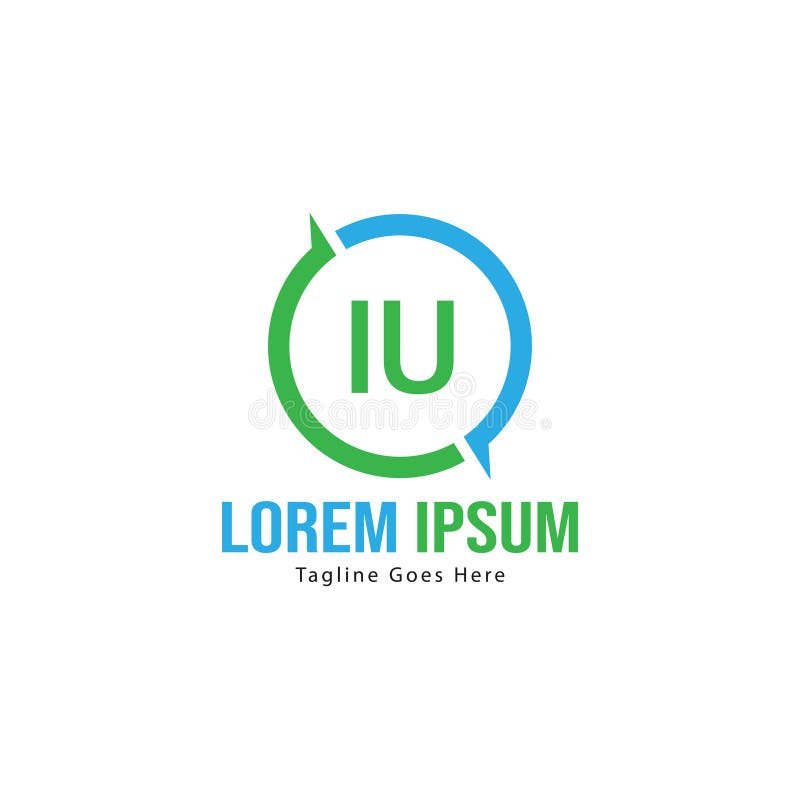 Initial IU Logo Template with Modern Frame. Minimalist IU Letter Logo ...