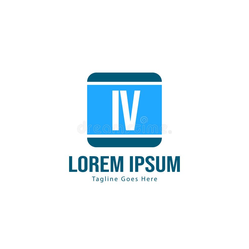 Initial IV Logo Template with Modern Frame. Minimalist IV Letter Logo ...