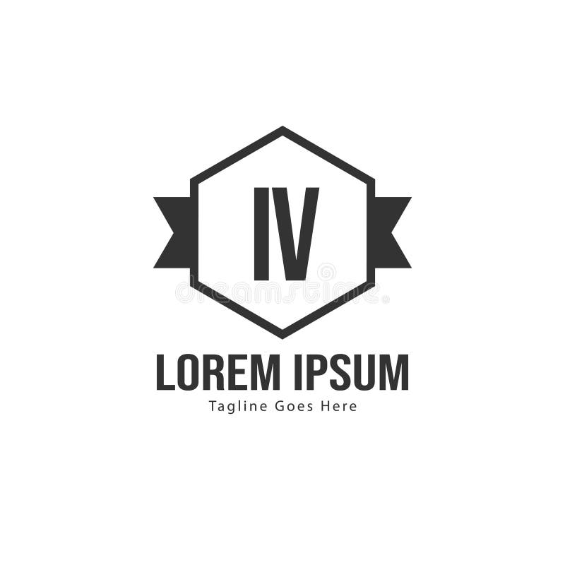 Initial IV Logo Template with Modern Frame. Minimalist IV Letter Logo ...