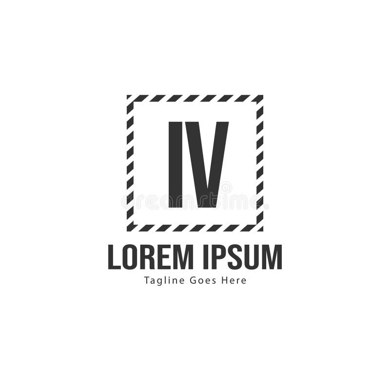 Initial IV Logo Template with Modern Frame. Minimalist IV Letter Logo ...