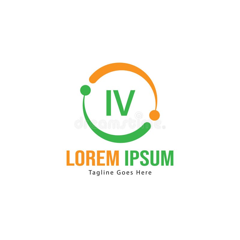 Initial IV Logo Template with Modern Frame. Minimalist IV Letter Logo ...