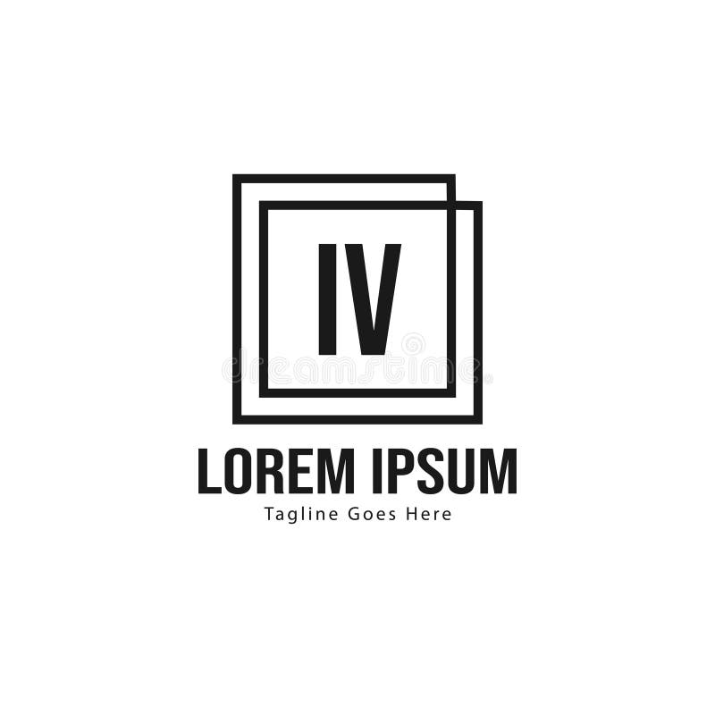 Initial IV Logo Template with Modern Frame. Minimalist IV Letter Logo ...