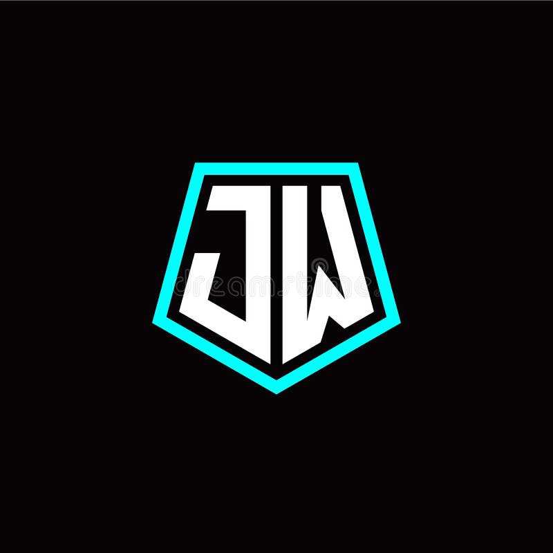 Initial J W Letter with Polygon Modern Style Logo Template Vector Stock ...