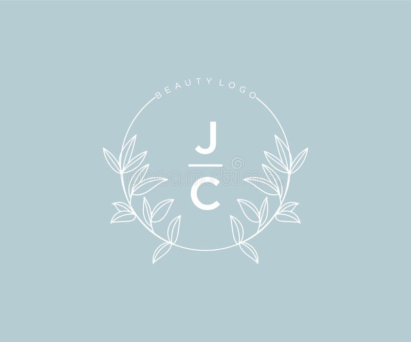 Initial JC Letters Beautiful Floral Feminine Editable Premade Monoline ...