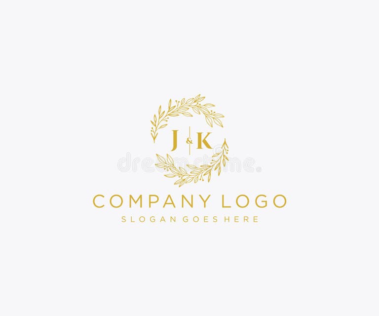 Initial JK Letters Floral Frames. Monogram Wedding, Wedding Invitation ...