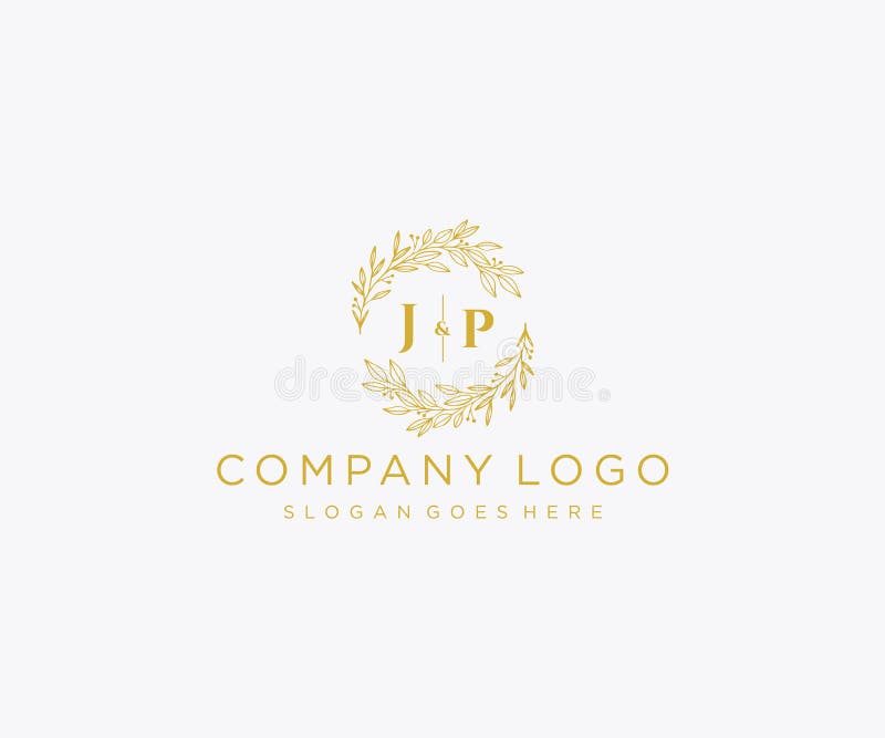 Initial JP Letters Floral Frames. Monogram Wedding, Wedding Invitation ...