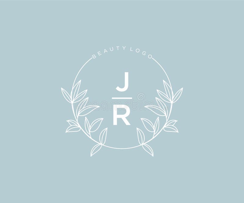 Initial JR Letters Beautiful Floral Feminine Editable Premade Monoline ...