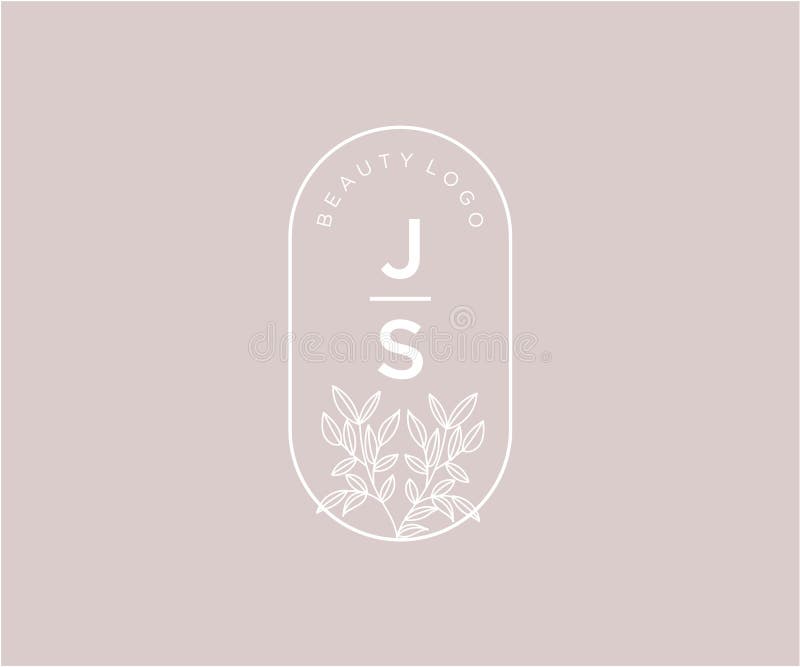 Initial JS Letters Beautiful Floral Feminine Editable Premade Monoline ...