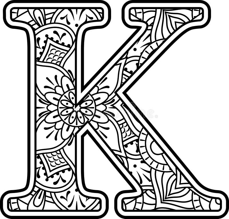 Initial N Doodle Mandala Art Coloring Therapy Stock Vector ...