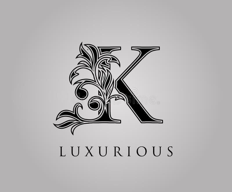 Initial K Luxury Logo Icon. Classic Floral K Letter Logo Design Vector ...