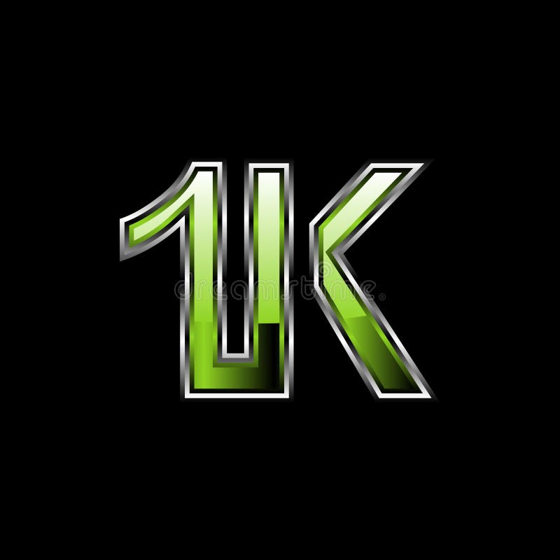 Initial 1K Metallic Geometric Modern Business Technology Icon Design ...