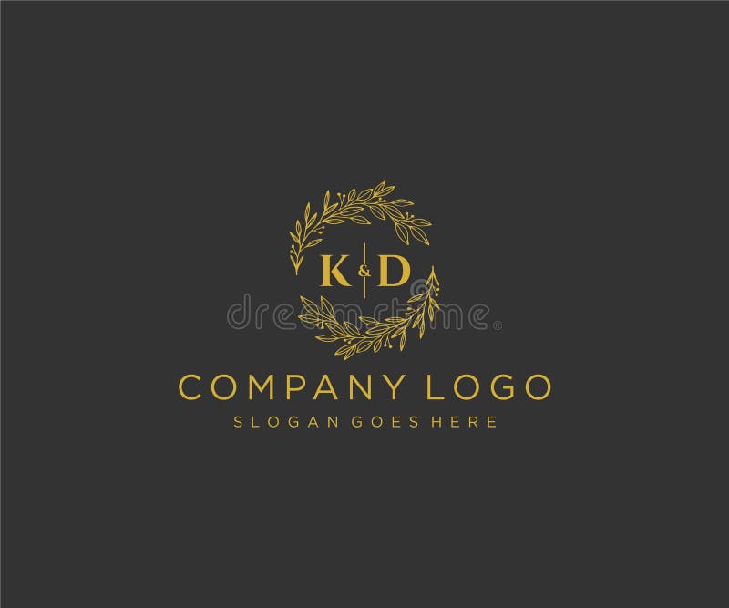 Initial KD Letters Floral Frames. Monogram Wedding, Wedding Invitation ...