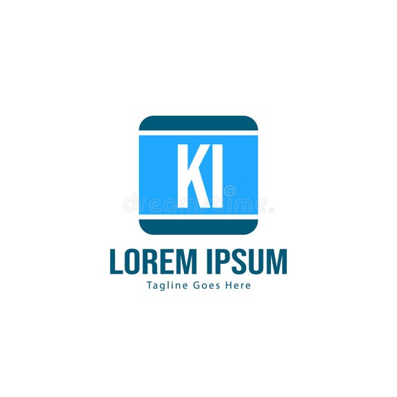Initial KI Logo Template with Modern Frame. Minimalist KI Letter Logo ...