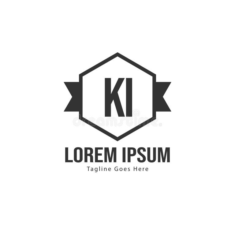 Initial KI Logo Template with Modern Frame. Minimalist KI Letter Logo ...