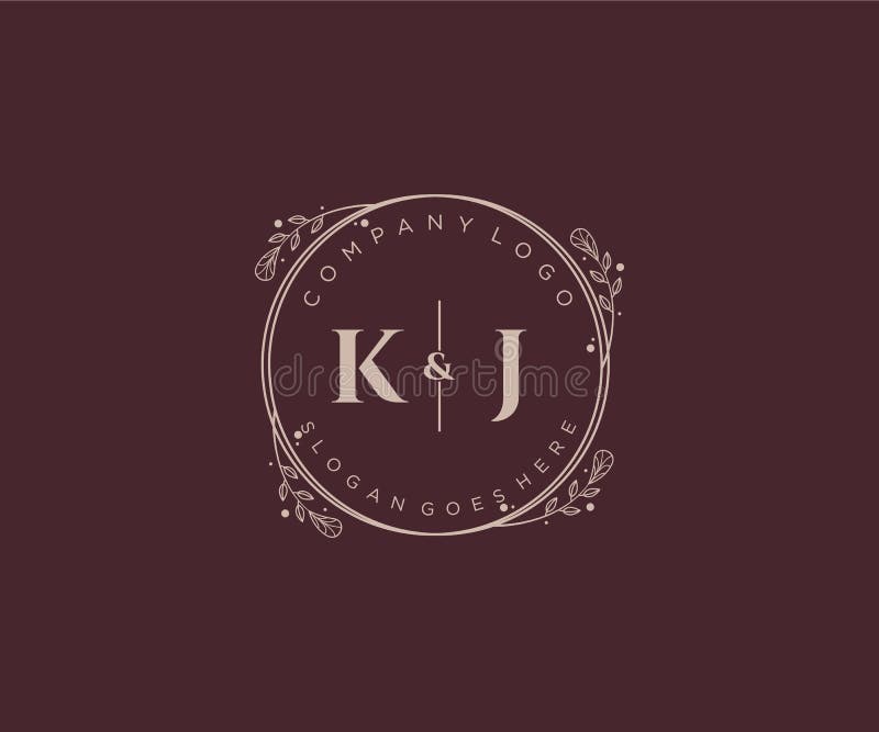 Initial KJ Letters Decorative Luxury Wedding Logo Stock Vector ...
