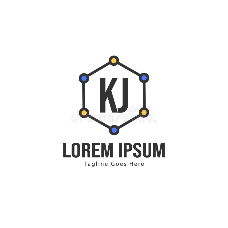 Initial KJ Logo Template with Modern Frame. Minimalist KJ Letter Logo ...