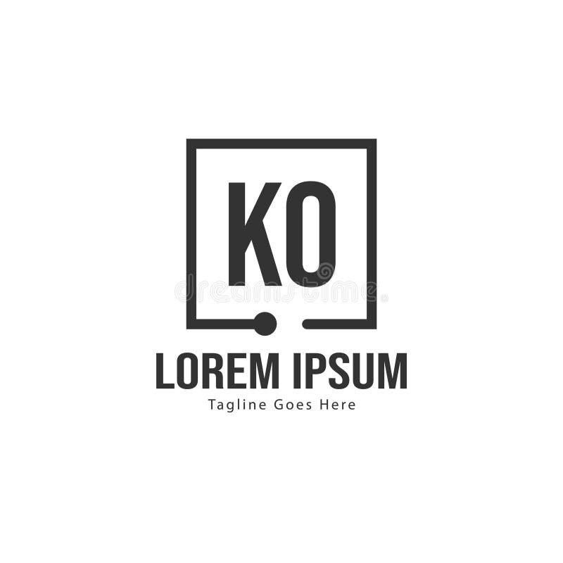 Initial KO Logo Template with Modern Frame. Minimalist KO Letter Logo ...