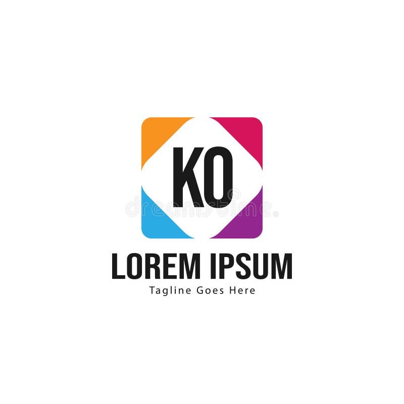 Initial KO Logo Template with Modern Frame. Minimalist KO Letter Logo ...