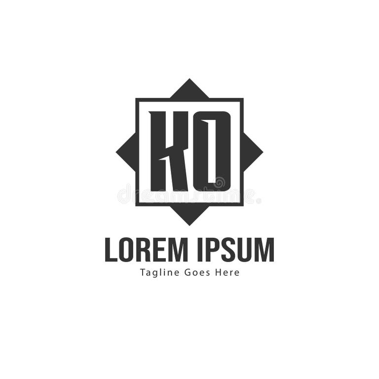 Initial KO Logo Template with Modern Frame. Minimalist KO Letter Logo ...