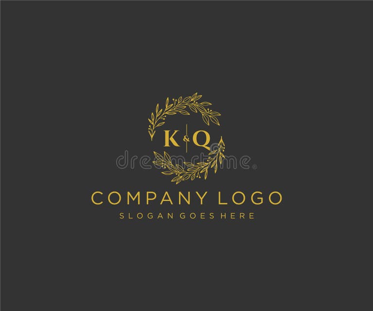 Initial KQ Letters Floral Frames. Monogram Wedding, Wedding Invitation ...