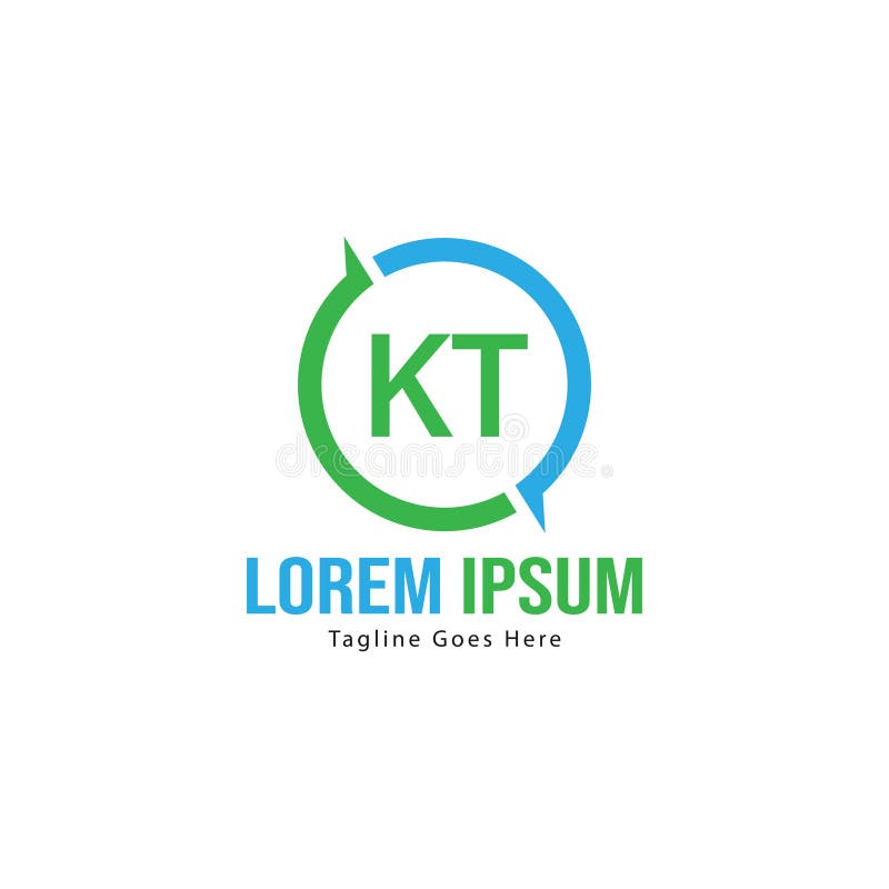 Initial KT Logo Template with Modern Frame. Minimalist KT Letter Logo ...