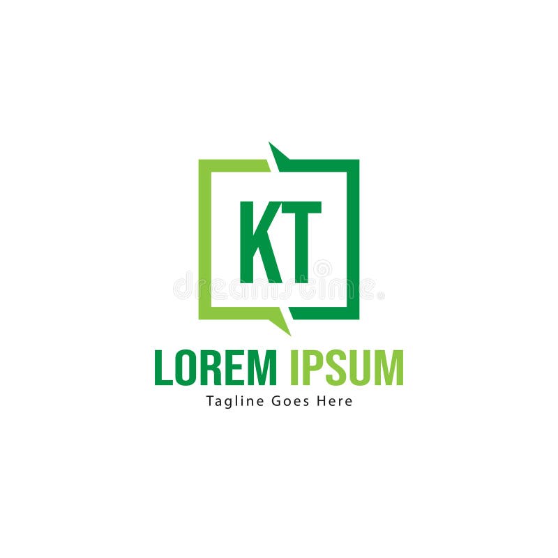 Initial KT Logo Template with Modern Frame. Minimalist KT Letter Logo ...