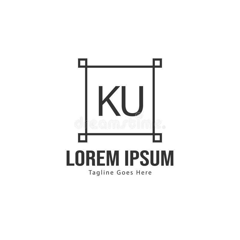 Initial KU Logo Template with Modern Frame. Minimalist KU Letter Logo ...