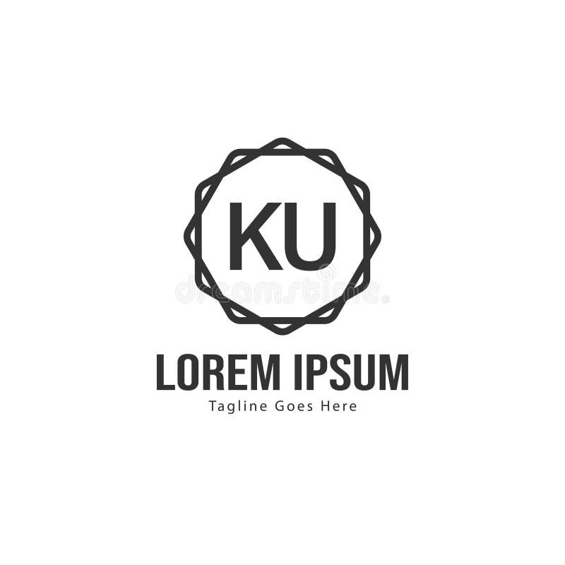 Initial KU Logo Template with Modern Frame. Minimalist KU Letter Logo ...