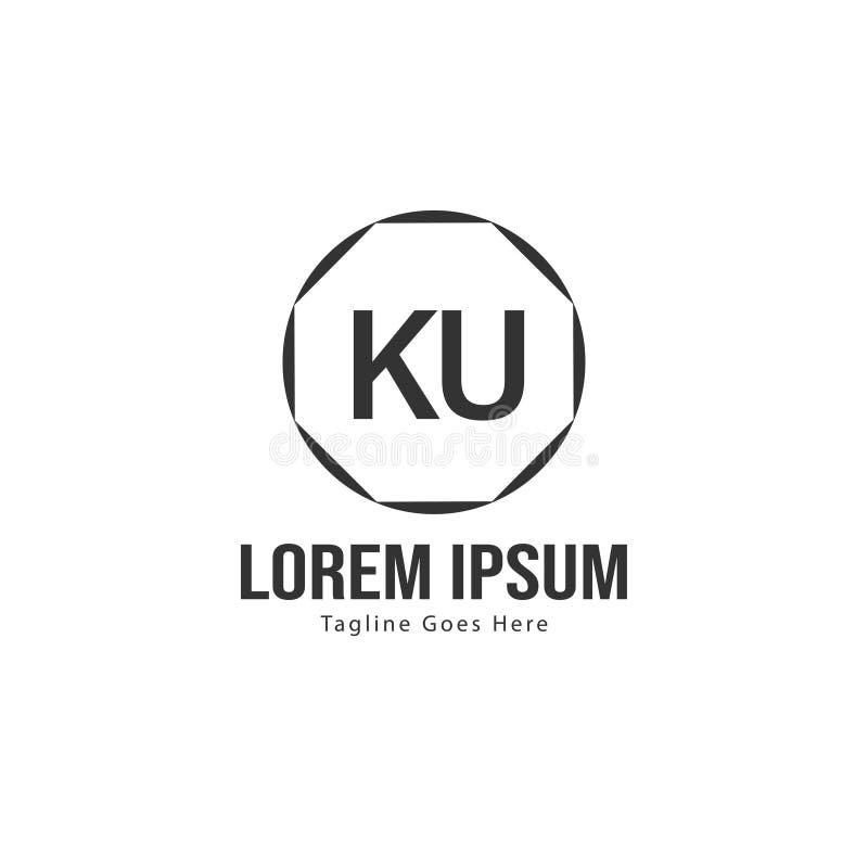 Initial KU Logo Template with Modern Frame. Minimalist KU Letter Logo ...