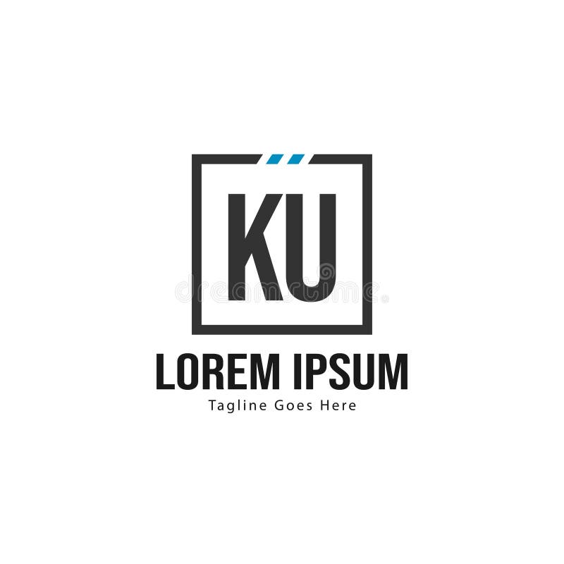 Initial KU Logo Template with Modern Frame. Minimalist KU Letter Logo ...