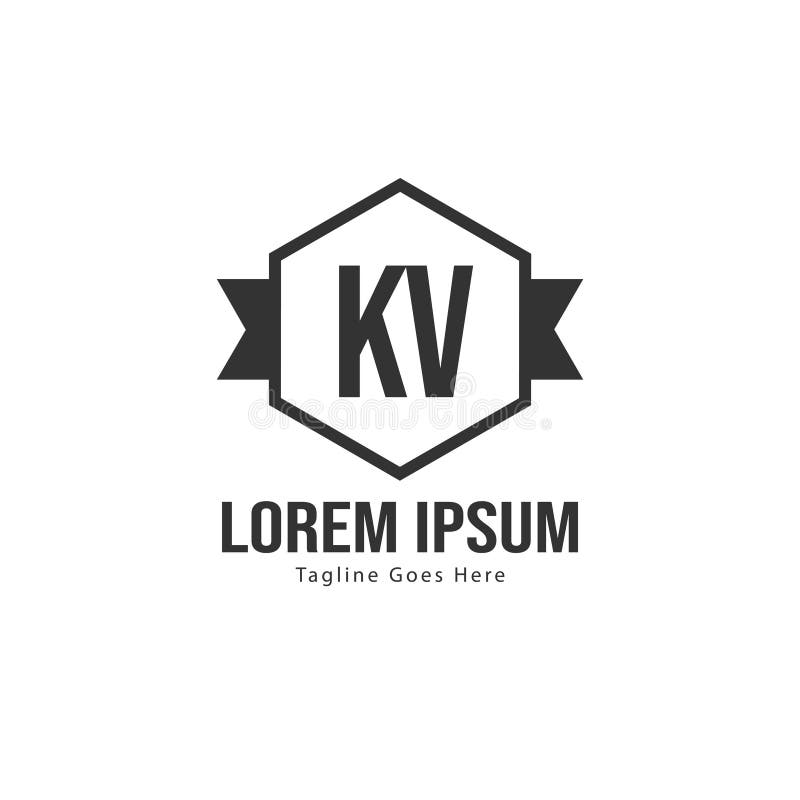 Initial KV Logo Template with Modern Frame. Minimalist KV Letter Logo ...