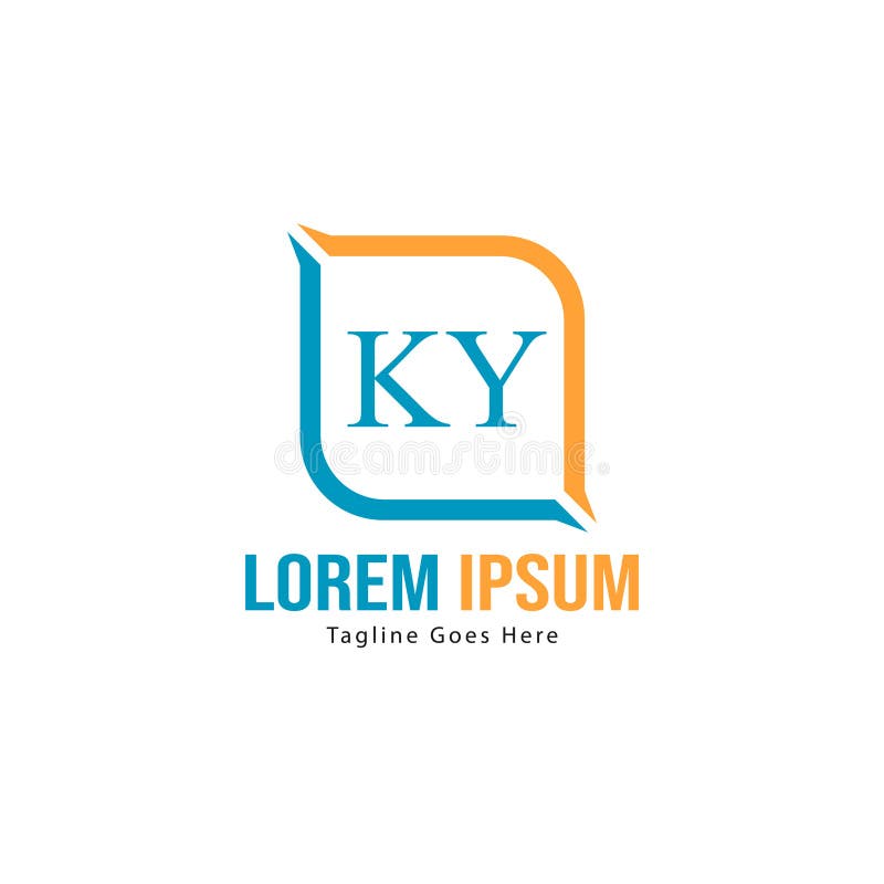 Initial KY Logo Template with Modern Frame. Minimalist KY Letter Logo ...