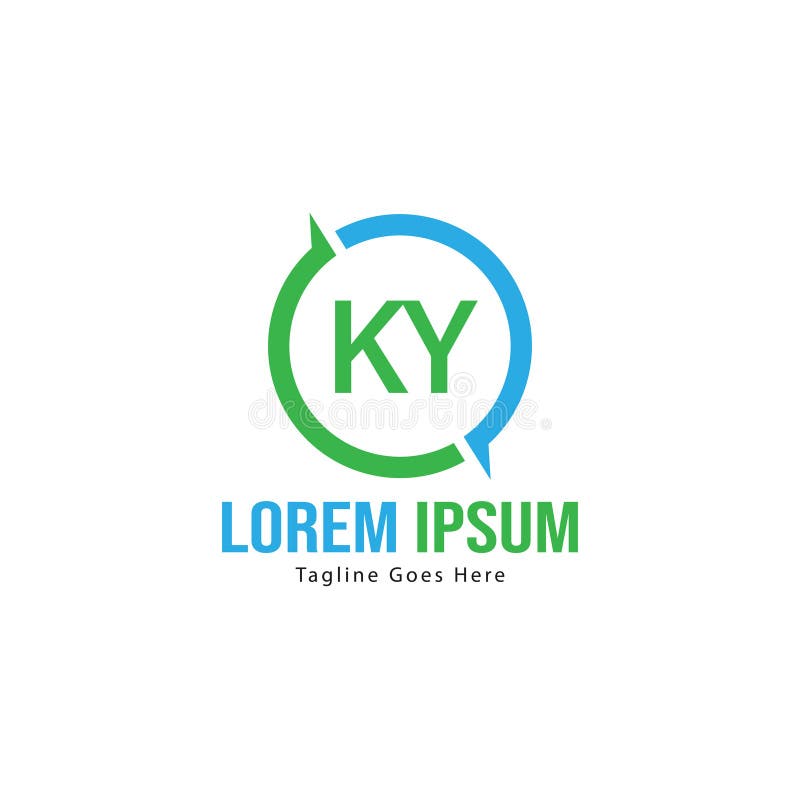 Initial KY Logo Template with Modern Frame. Minimalist KY Letter Logo ...